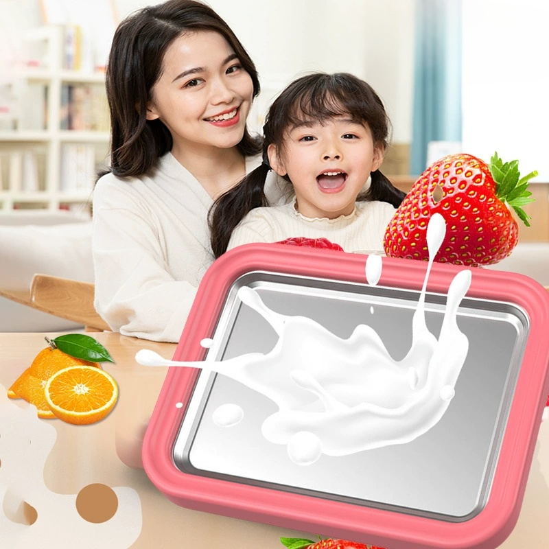 304 Stainless Steel Fried Ice Machine Children DIY Ice Cream Roll Maker ...
