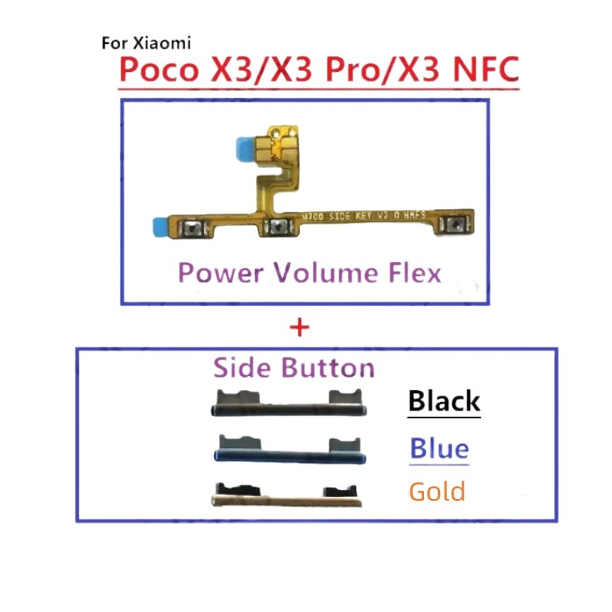 New Power button flex For POCO X3 Pro NFC on off Volume button flex ...