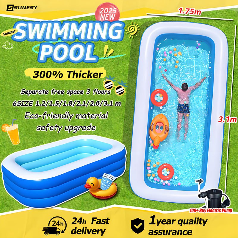 Inflatable Swimming Pool for Kids With Air Pump Portable for Adult ...