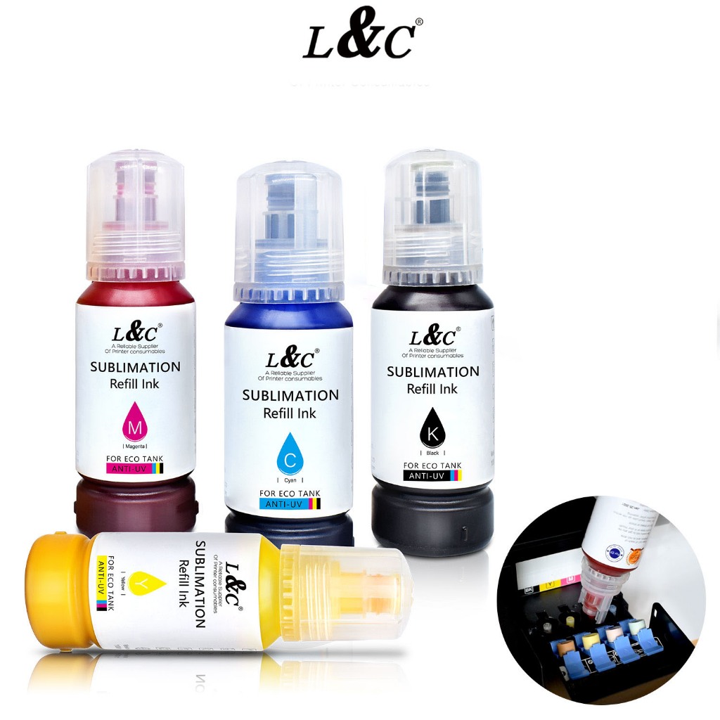L&C Sublimation Ink Refill Ink 100ML BK C M Y With Gloves Compatible ...