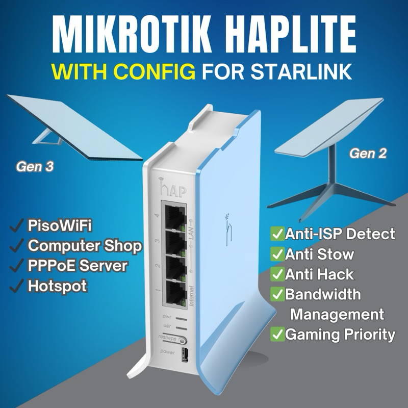 MikroTik hAP Lite With Config for STARLINK | Shopee Philippines
