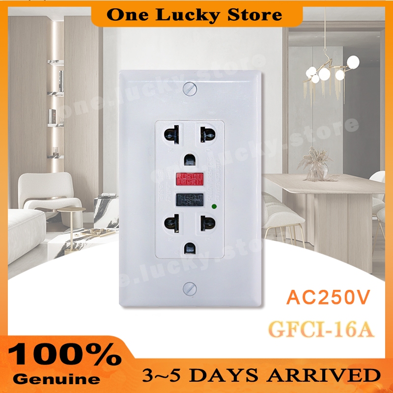 2-Gang GFCI Duplex Universal Outlet With Ground 20A 250V Outlet Safety ...