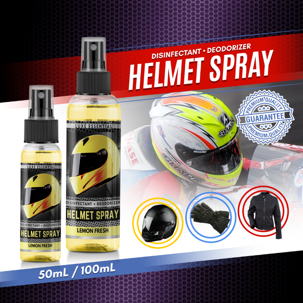 Luxe Essential Helmet Spray - Odor Eliminator & Freshener (Lemon Fresh ...