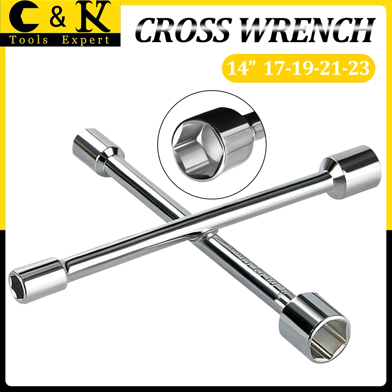 C&K Cross Wrench 14" (17-19-21-23mm) Tire Wrench Cr-V Tire Wrench ...