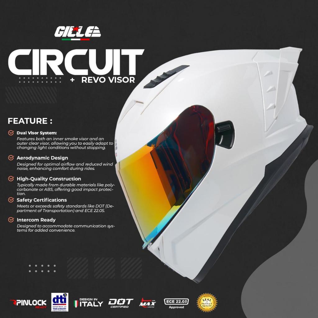 GILLE FF012 CIRCUIT With REVO Visor Plain Color Motorcycle Helmet Full ...