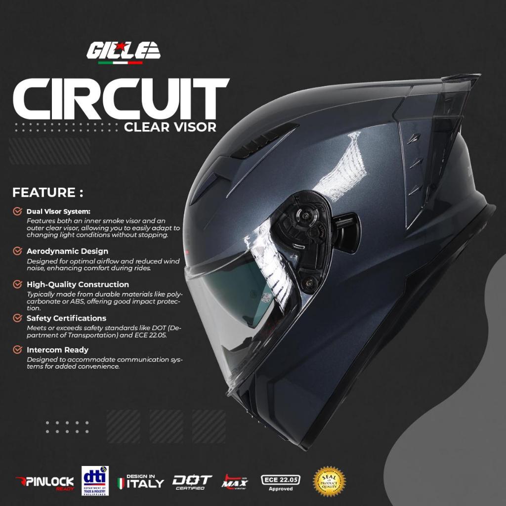 GILLE 843 CIRCUIT Plain Color Motorcycle Helmet Full Face Dual Visor ...