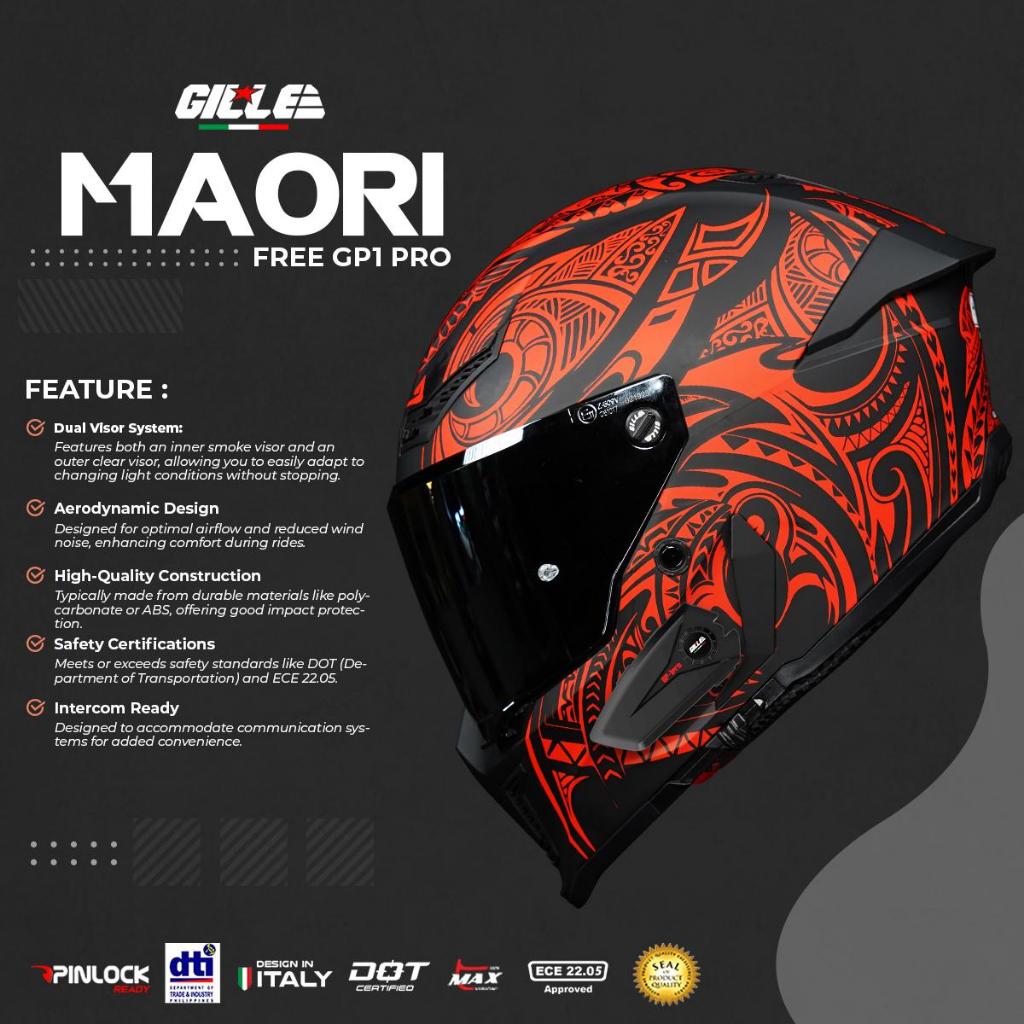 GILLE ASTRAL MAORI REVO LENS Design Motorcycle Helmet Full Face Dual ...