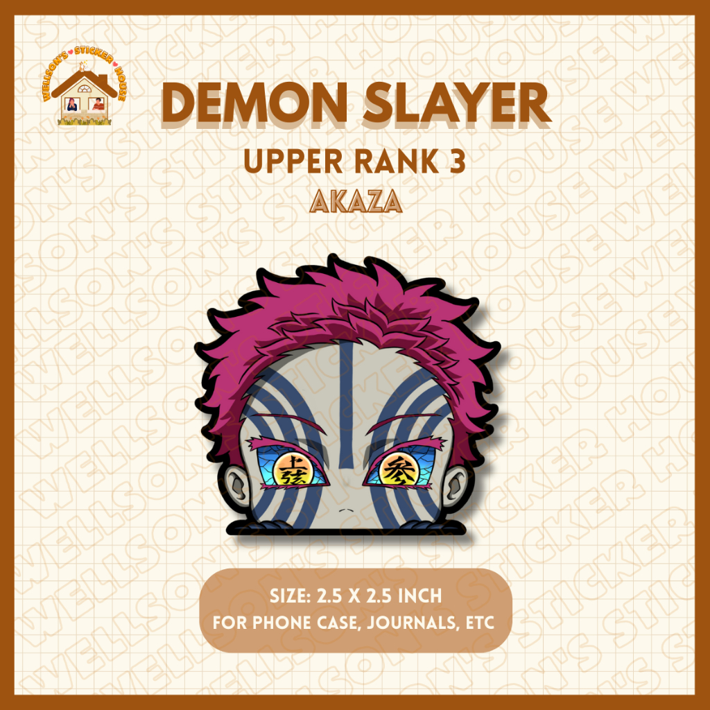 Anime Demon Slayer Upper Rank 3 - Akaza Vinyl Waterproof Matte Peeker ...