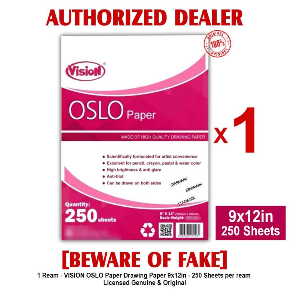 VISION OSLO Paper Papers 9x12in 250 sheets per ream 120gsm Drawing ...
