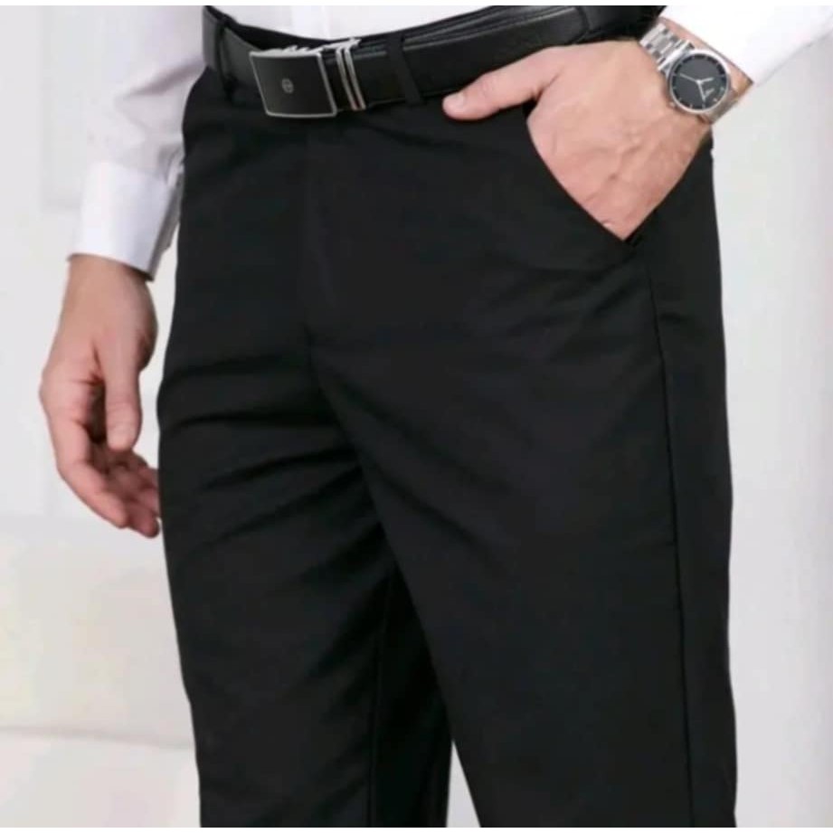 Black Straight Cut Slacks Pants Men for Casual/Formal and School ...