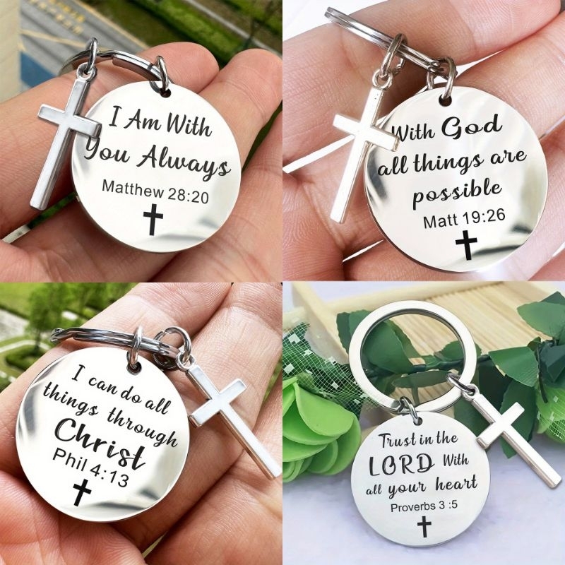 Bible verse stainless steel round shape Keychain | Shopee Philippines