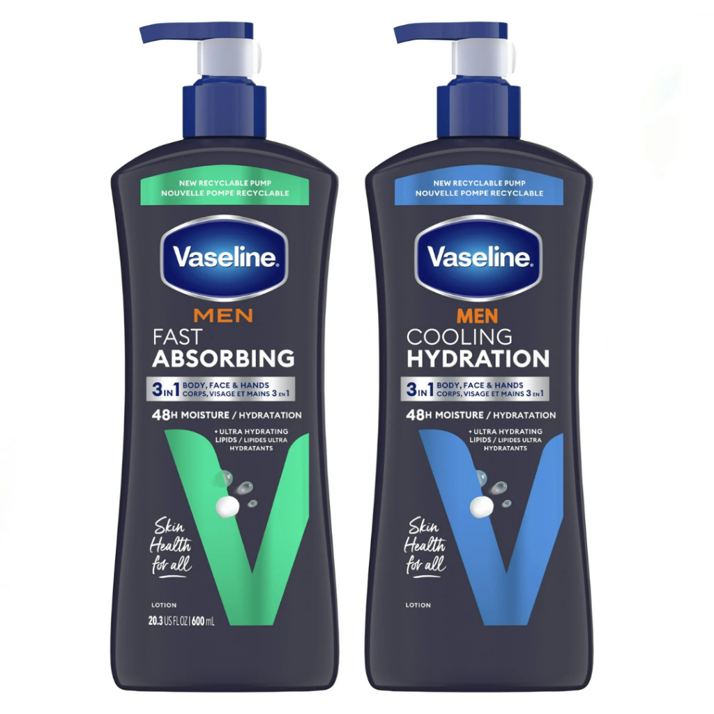 Vaseline Men Fast Absorbing & Cooling Hydration 600ml, Hands & Body ...