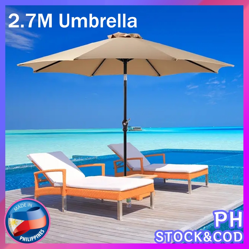 2.7M Parasol Garden Patio Umbrella outdoor Sun Shade big Umbrella Beach ...