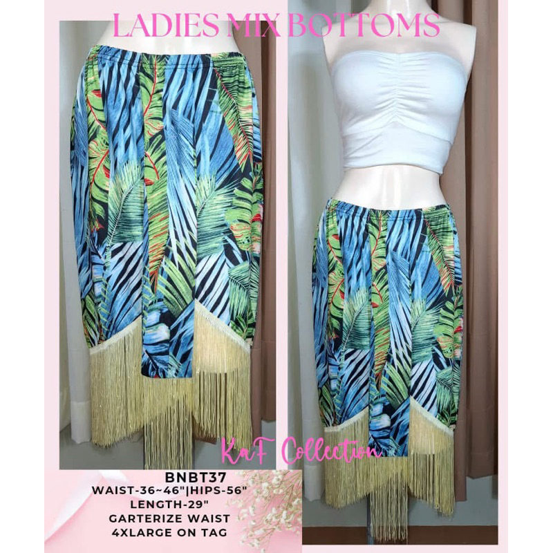 Brand New Tropical Print Garterize Skirt With Tassle | Shopee Philippines