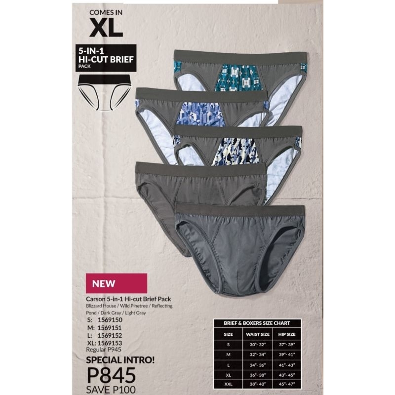 CARSON 5in1 hi cut brief pack | Shopee Philippines