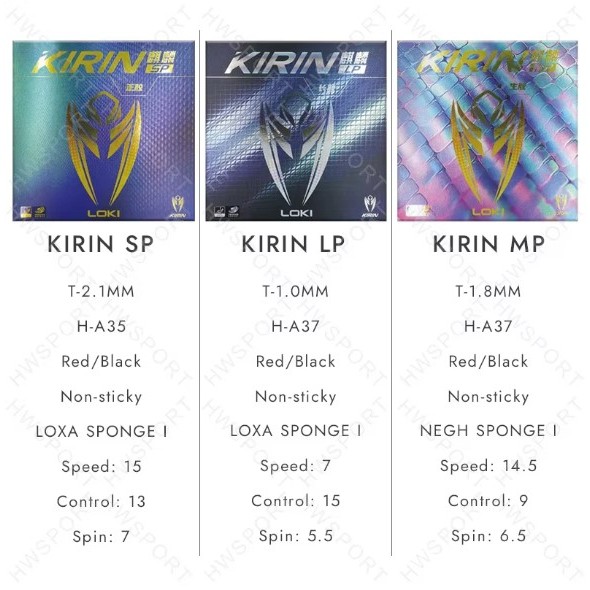 LOKI / Kirin SP / Kirin MP / Kirin LP / Short Medium Long Pimples table tennis Pips Out Rubber ...