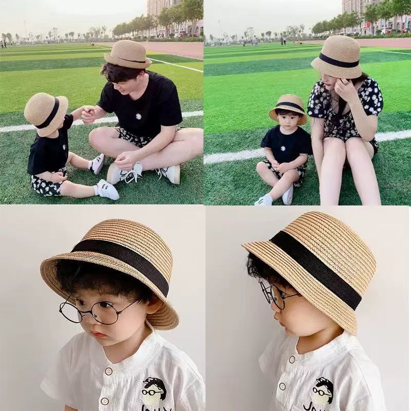 Fashion Straw Hat Parent-child hat Travel sun hat Unisex Bucket Hat ...