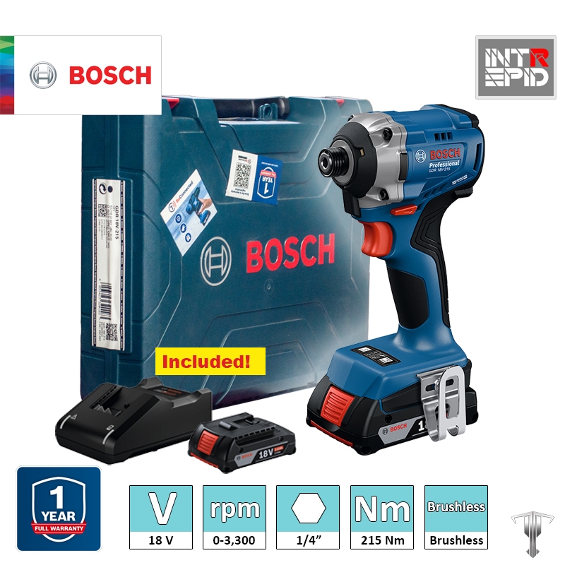 Bosch GDR 18V-215 Professional 18 V Brushless Cordless Impact Driver ...