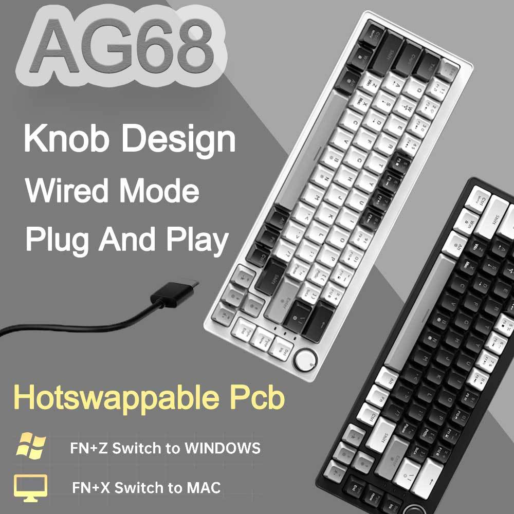 ZIFRIEND AG68 Gaming Keyboard Hotswap type-c wried 60% layout RGB ...