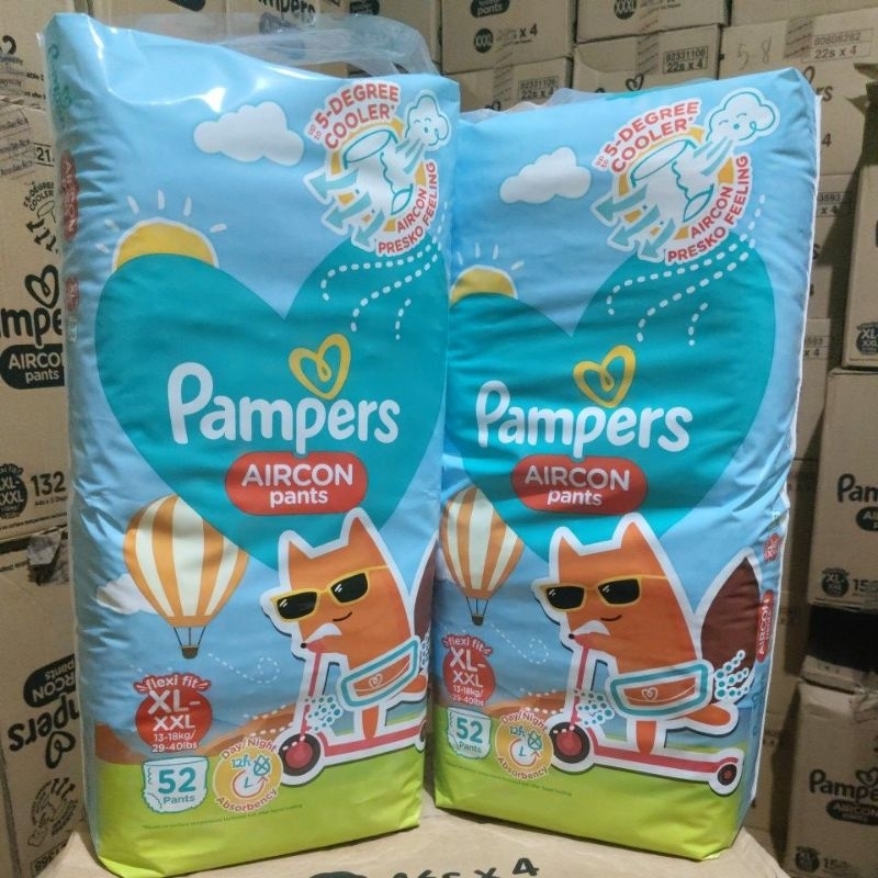 New Pampers Aircon Pants Xl 52 x 2packs = 104pcs | Shopee Philippines