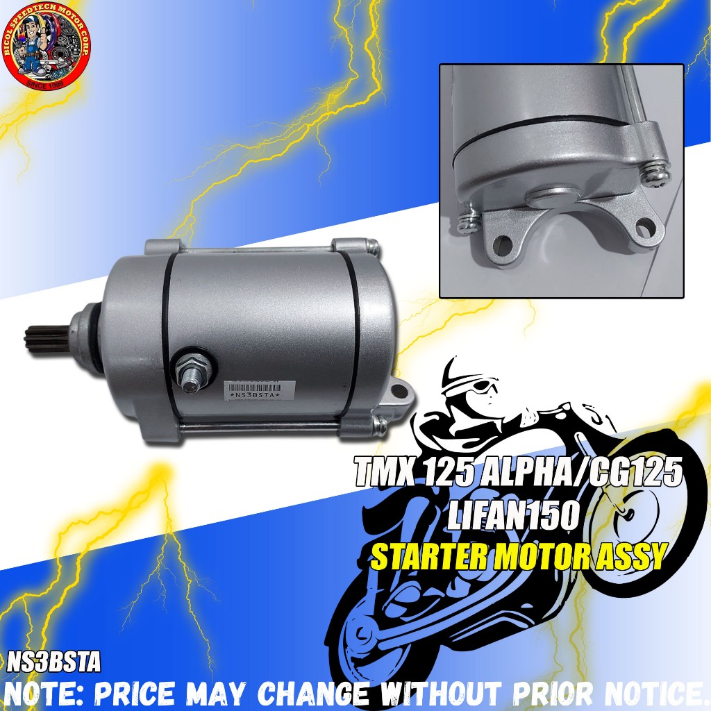 TMX 125 ALPHA/ CG125 STARTER MOTOR ASSY (NS3BSTA) | Shopee Philippines