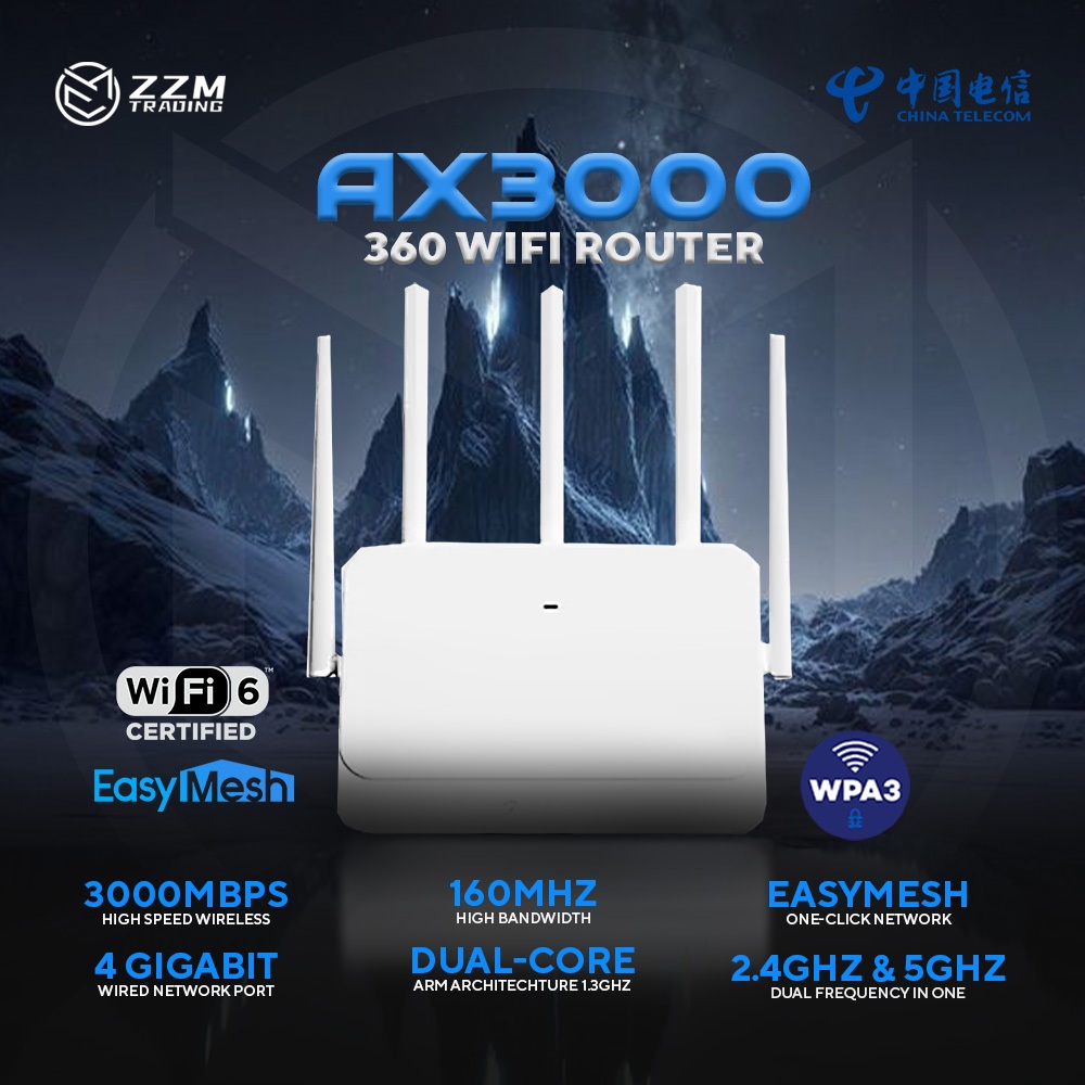 China Mobile 360 Wi-Fi 6 Router AX3000 Dual-Band Gigabit 3000Mbps Low ...