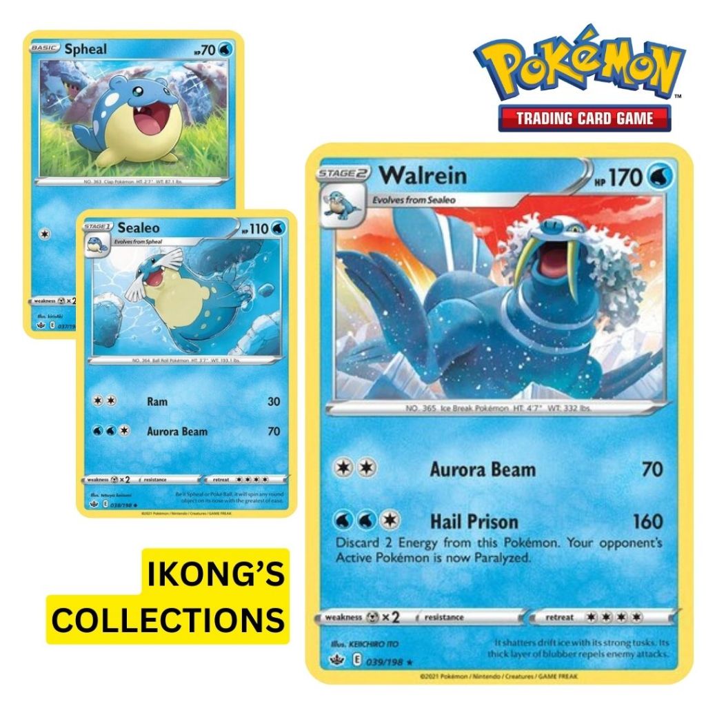 [SET RARE] Spheal, Sealeo, Walrein Evolution Chilling Reign Original ...