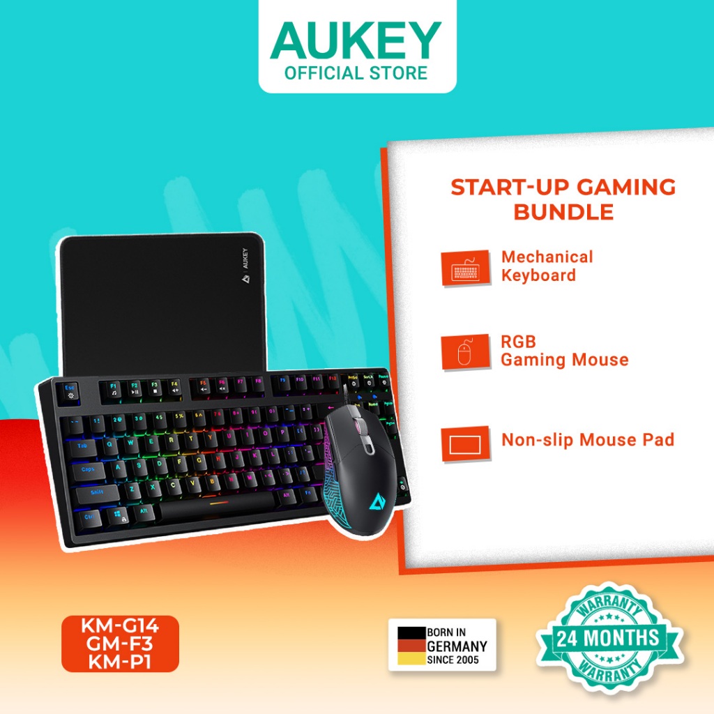 AUKEY Start Up Gaming Build with KM-G14 Mechanical Keyboard, GM-F3 ...