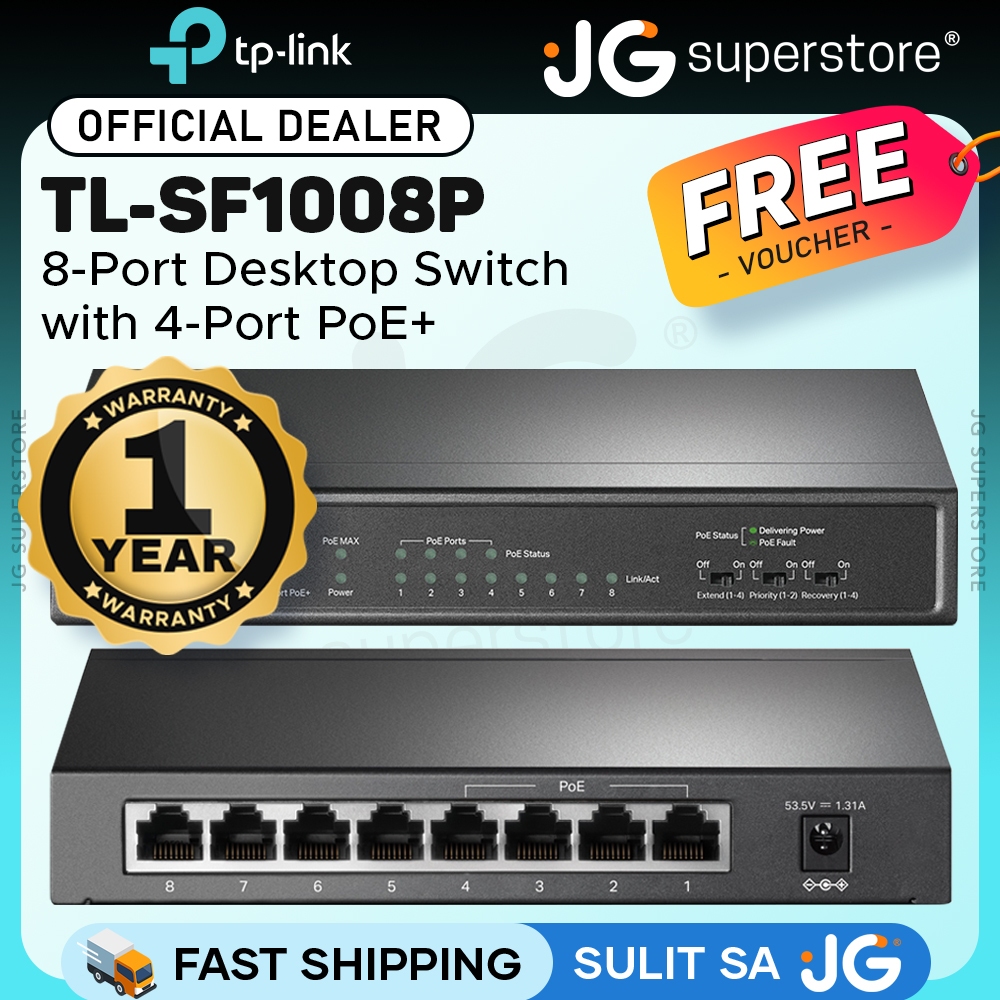 TP-Link TL-SF1008P 8-Port 10/100Mbps Unmanaged Desktop Network Switch ...