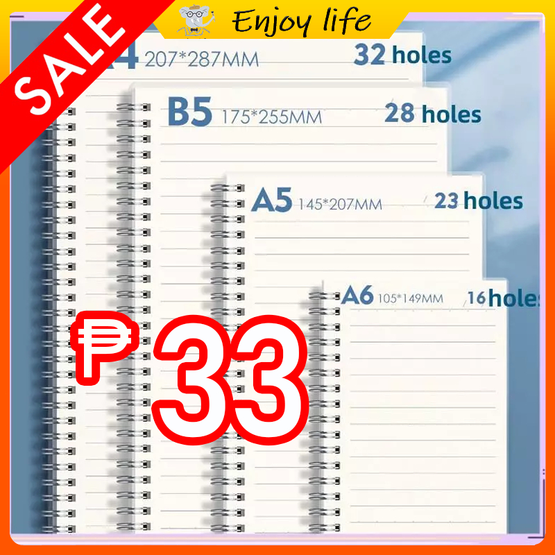 A4/B5/A5/A6 80Sheets Transparent Cover Spring Notebook Line/Blank/Grid ...