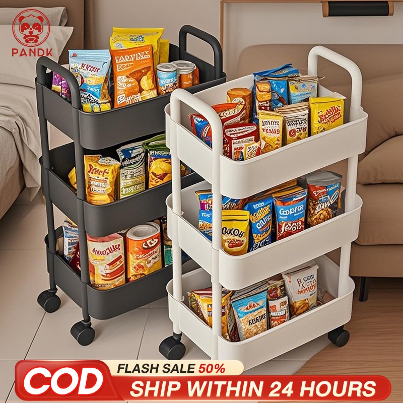2/3/4 layer Trolley Cart Organizer Kitchen Rack Moving Rack Basket With ...