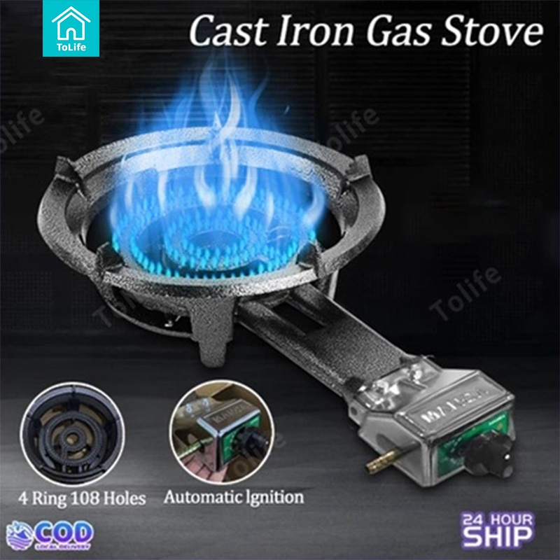 Heavy duty gas stove single burner cast iron low pressure automatic ...