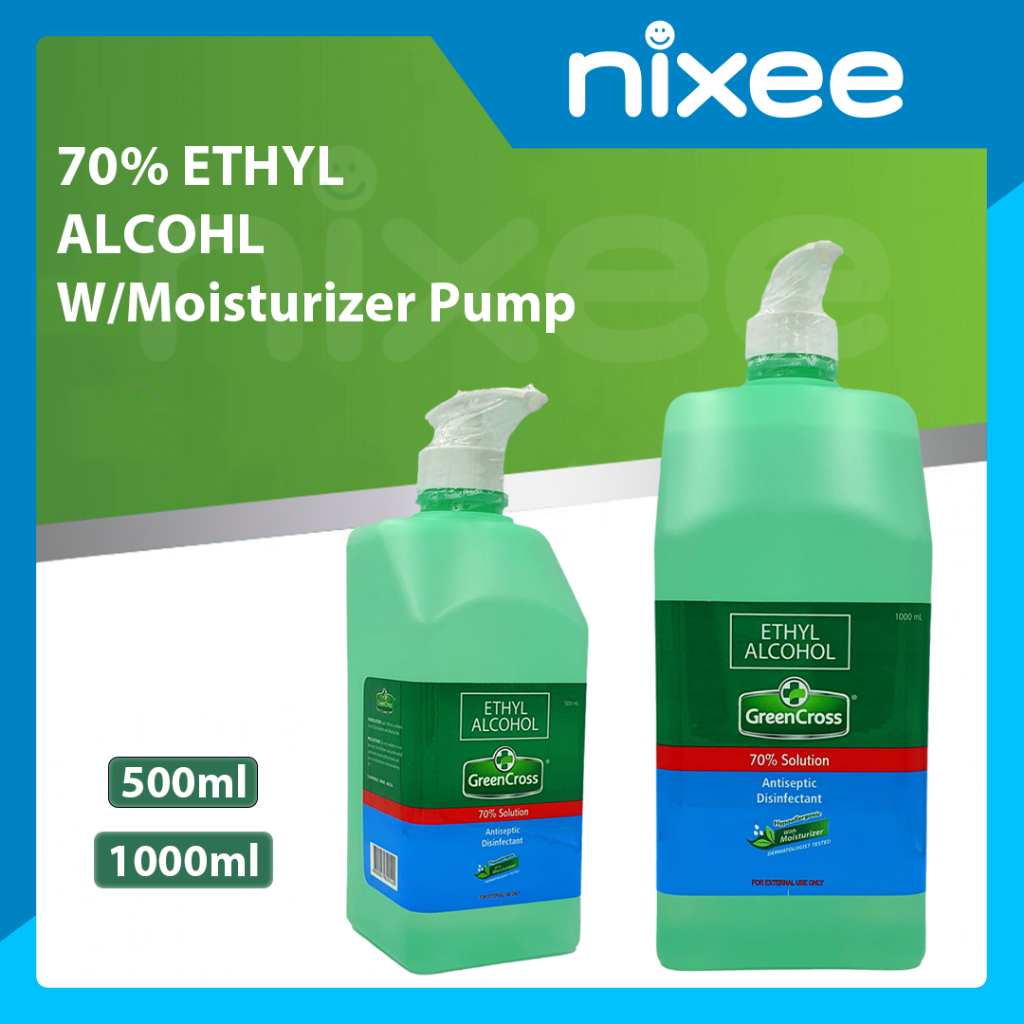 Green Cross ETHYL Alcohol 70% Solution With Moisturizer Antiseptic Disinfectant 500 1000ml Nixee ...