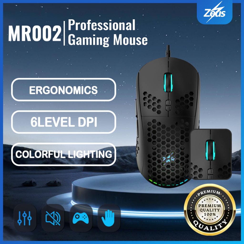 Zeus® MR-002 7-button wired gaming mouse RGB backlit gaming hollow ...