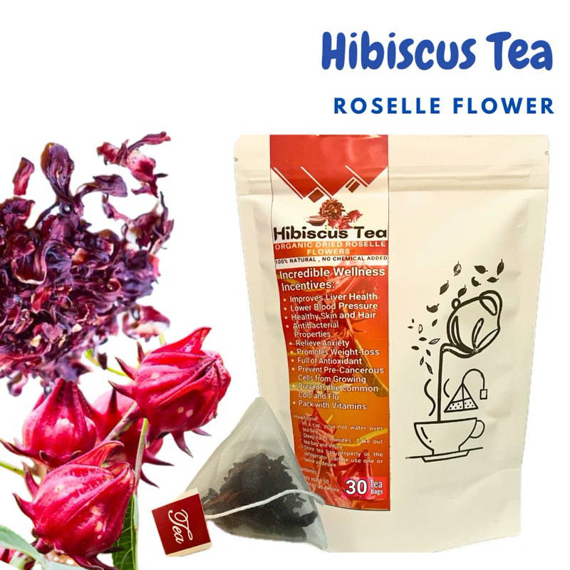 Organic Dried Hibiscus Roselle Flower Tea in 30's Pyramid Teabags | Shopee Philippines