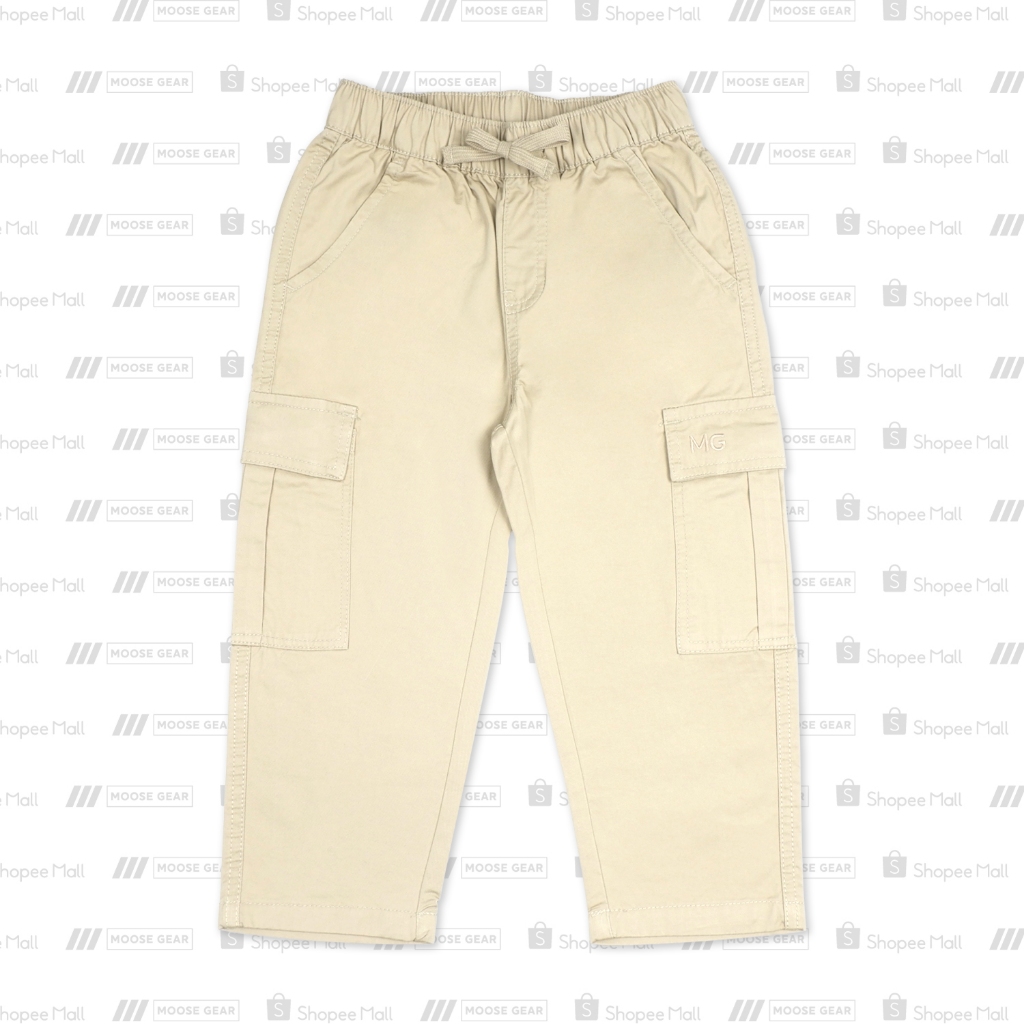 Moose Gear Beige Cream Twill Cargo Jogger Pants with Embroidery Details ...