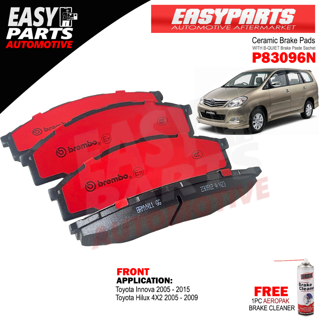 Brembo Brake Pads P83096N Toy. Innova Gen 1 06-15, Hilux 4x2 Front ...