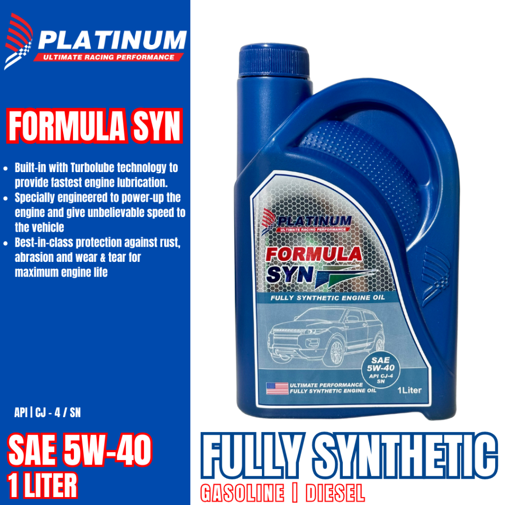 Platinum Fully Synthetic Engine Oil API CJ-4 SN 5w40 | Gas and Diesel |1L | Shopee Philippines
