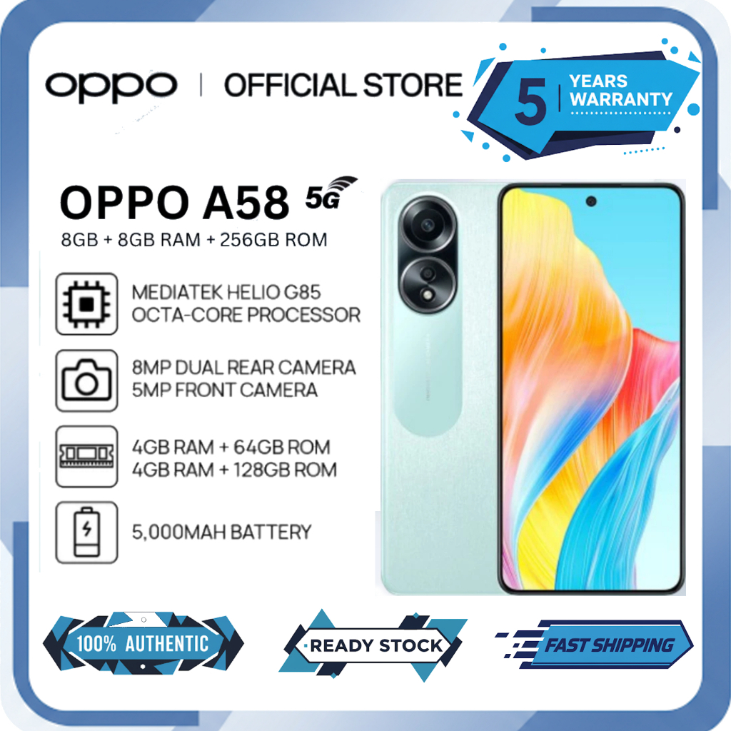 OPPO A58 Smartphone | 33W Fast Charging | 5000mAh Battery | FHD+ ...