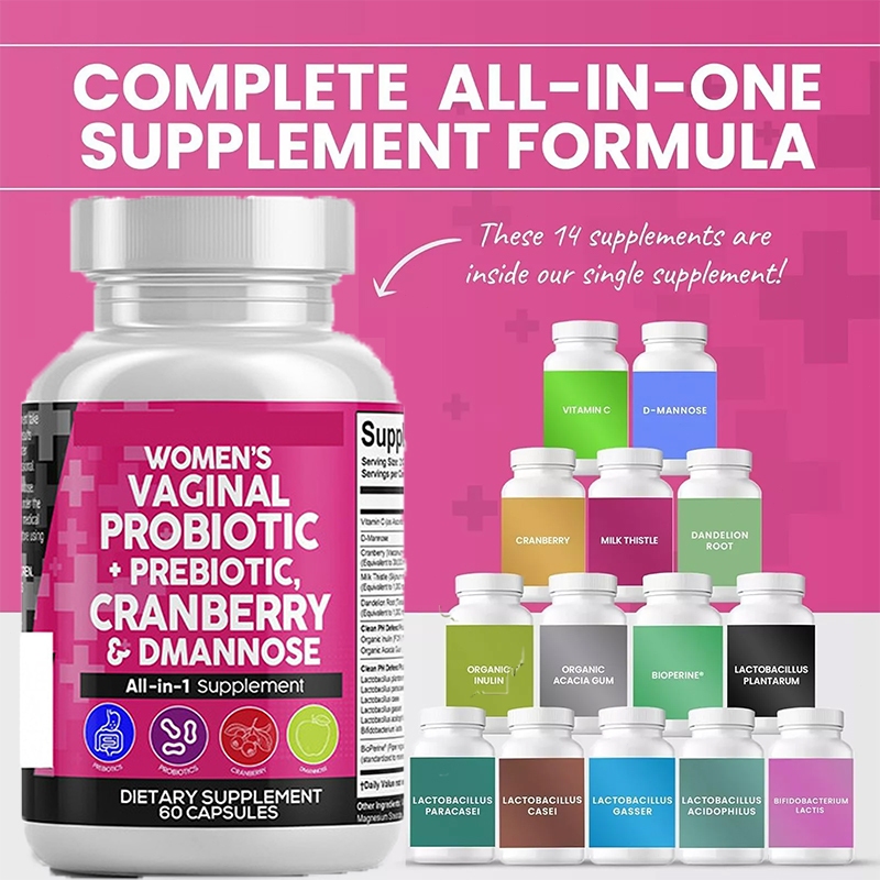 Women's Vaginal Probiotic + Prebiotic Cranberry and Dmannose:Daily ...
