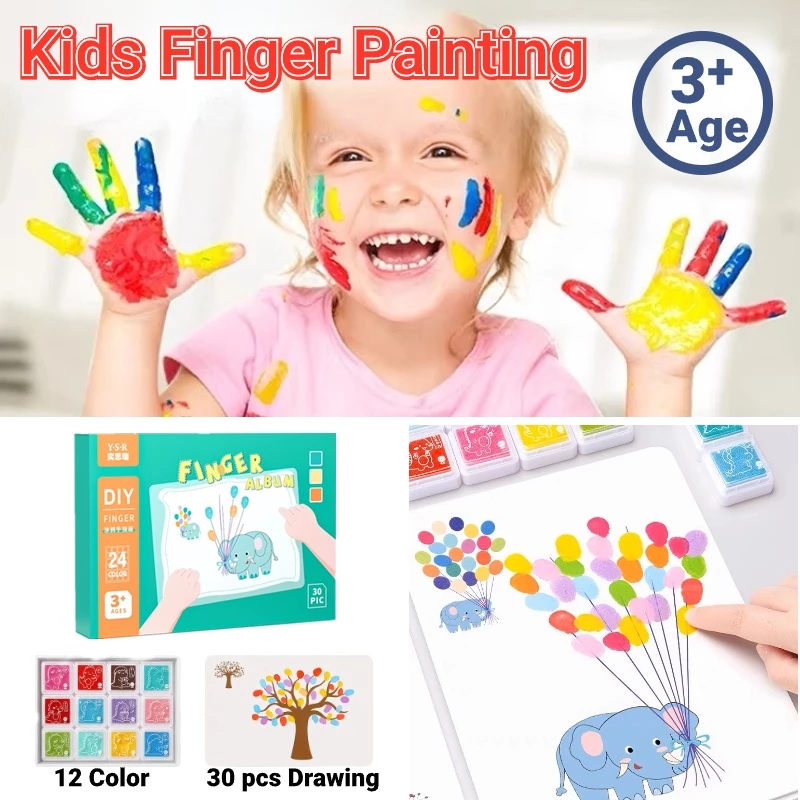 24 Colors Creative Finger Painting Kids Drawing Set Kindergarten ...