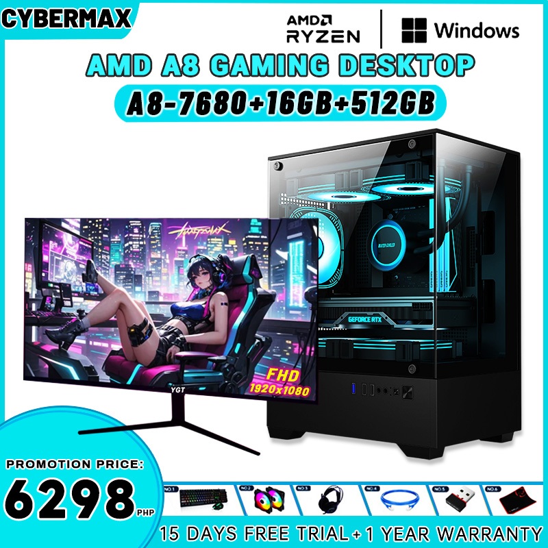 AMD A8 Desktop Computer Set 4 Cores 16GB RAM/512GB SSD With Radeon HD ...