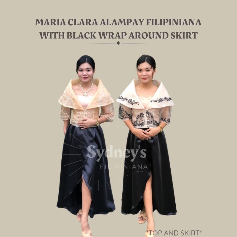 Maria Clara Alampay Filipiniana with Black Wrap-Around Skirt High ...
