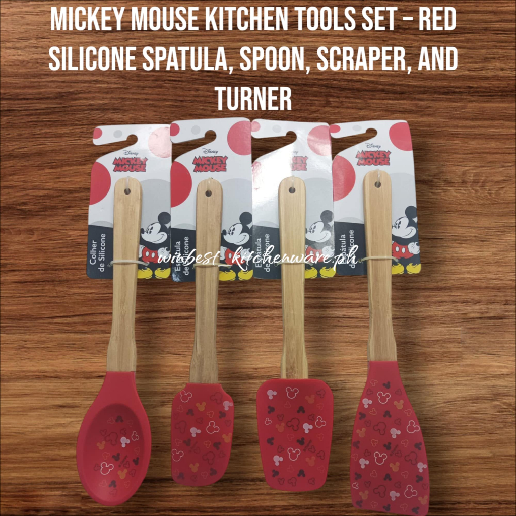 Mickey Mouse Kitchen Tools Set – Red Silicone Spatula, Spoon, Scraper ...