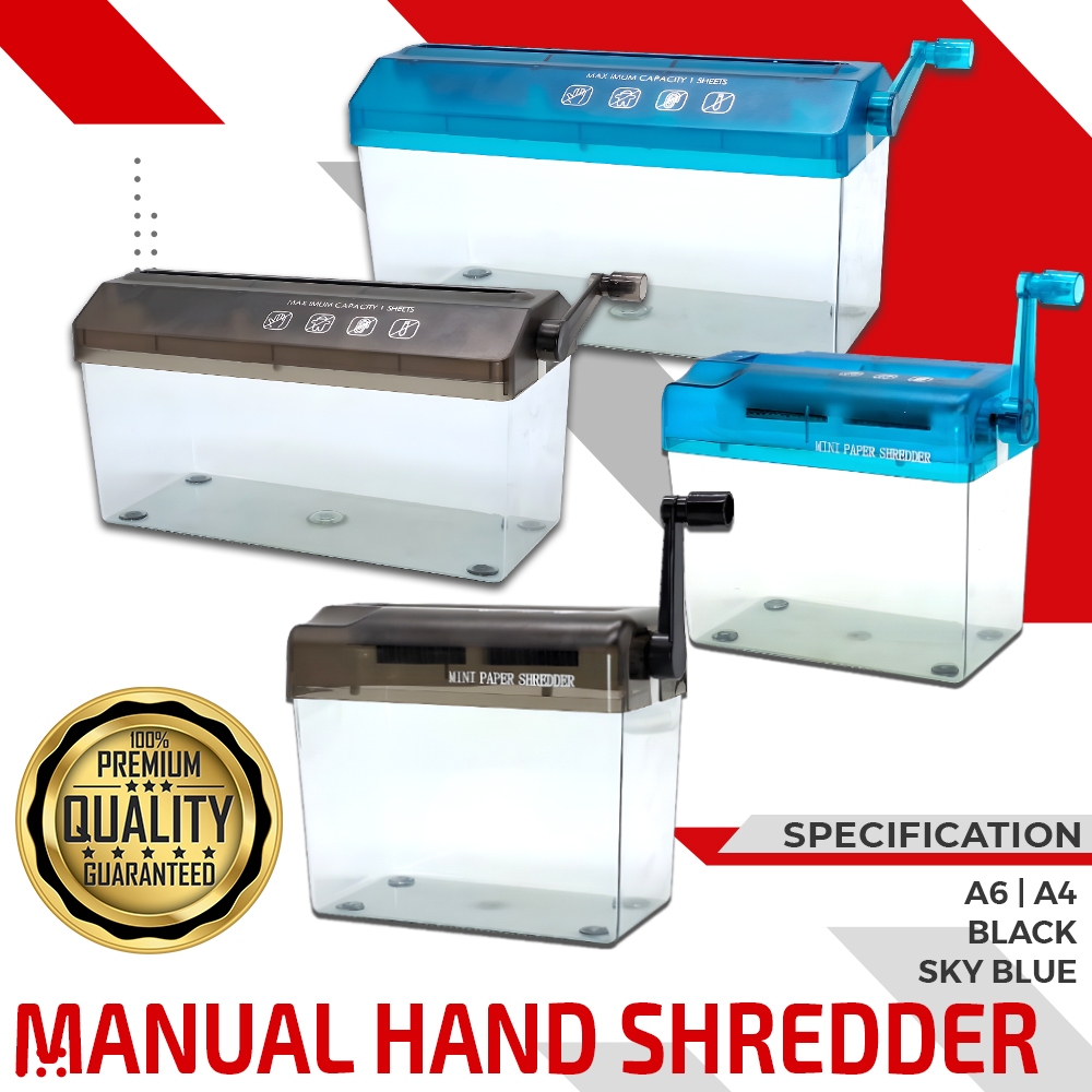 Manual Hand Shredder Paper Shredder A4 & A6 Size (Sky Blue & Black ...
