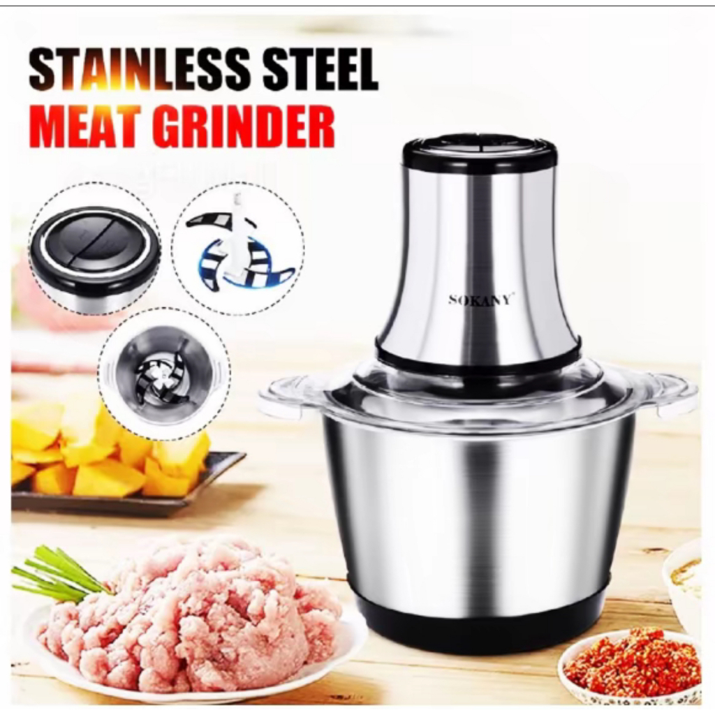 2L Electric Meat Grinder Stainless Steel Chopper &Blender ...