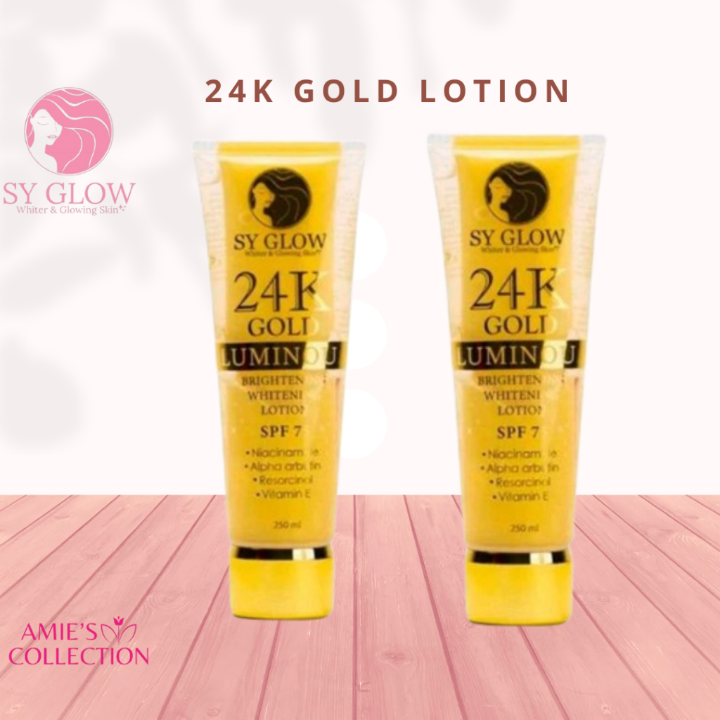 SY GLOW [2 PCS] 24K GOLD LUMINOUS LOTION SPF 75 Brightening & Whitening ...