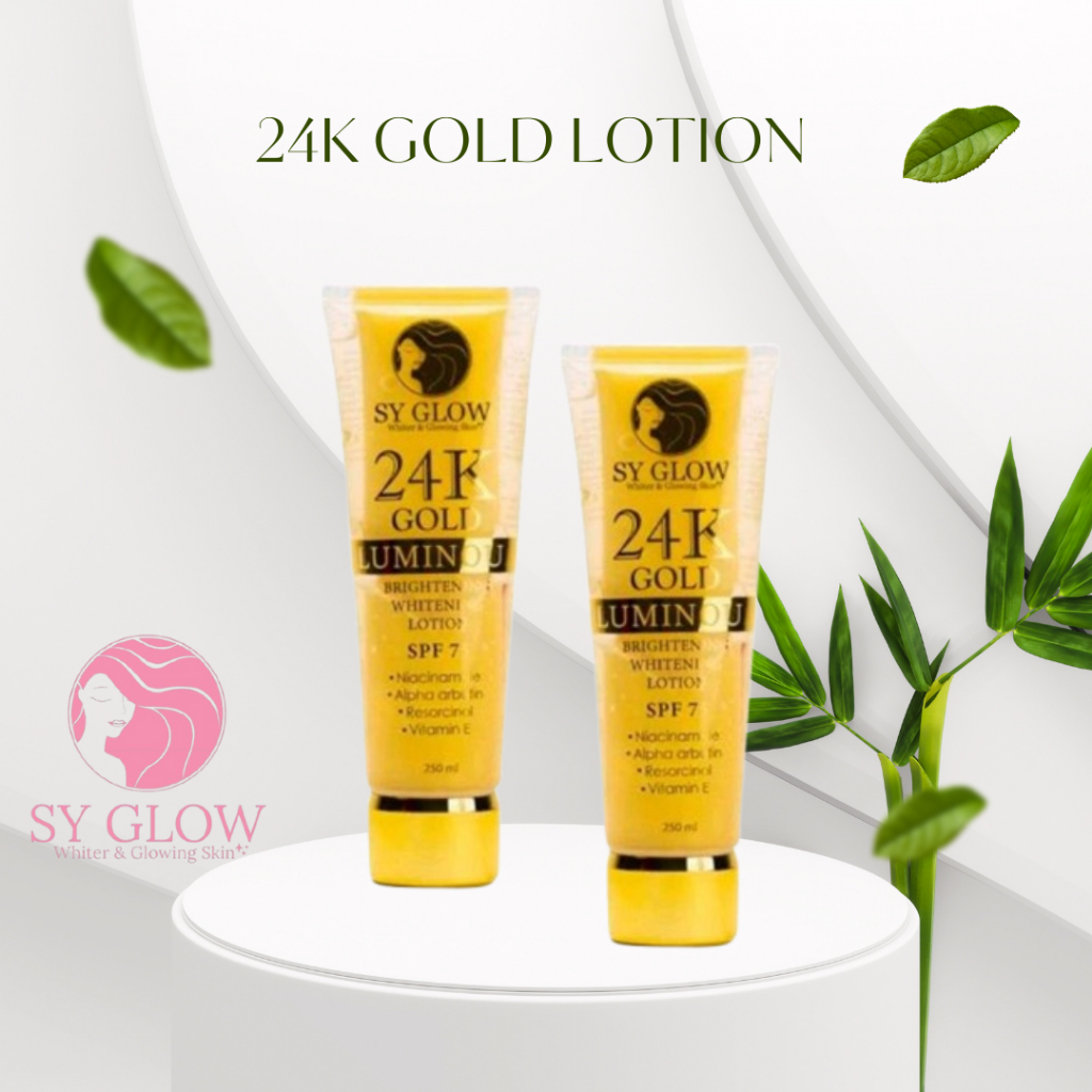 SY GLOW [2 PCS] 24K GOLD LUMINOUS LOTION SPF 75 Brightening & Whitening ...