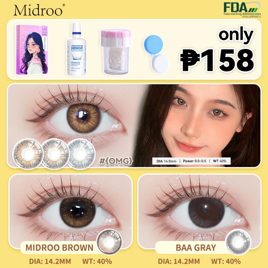 Midroo 1Pair OMG Contact lens Complete Set With Solution Graded 0.00 ...