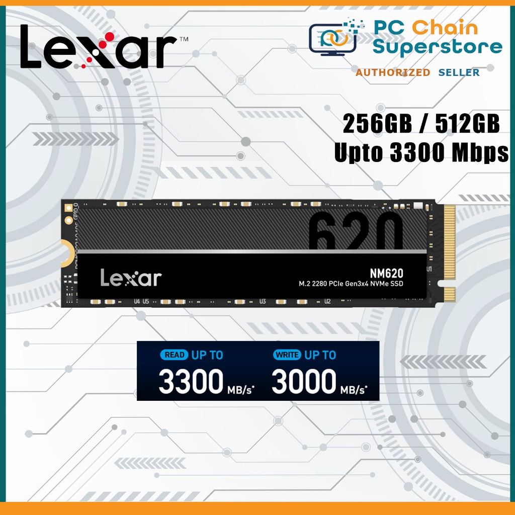 Lexar NM620 256GB / 512GB PCIE Gen 3 M.2 NVME 2280 SSD - Upto 3300Mbps ...